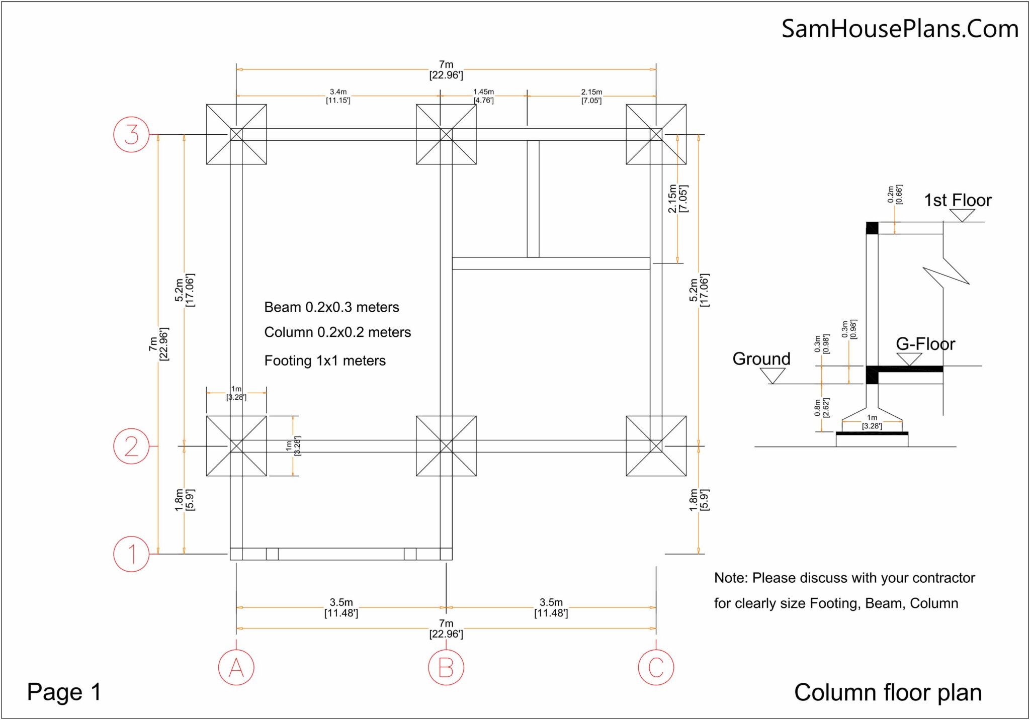 Small House Plan 7x7 with 1 Bedroom Flat Roof - Small House Design Plan