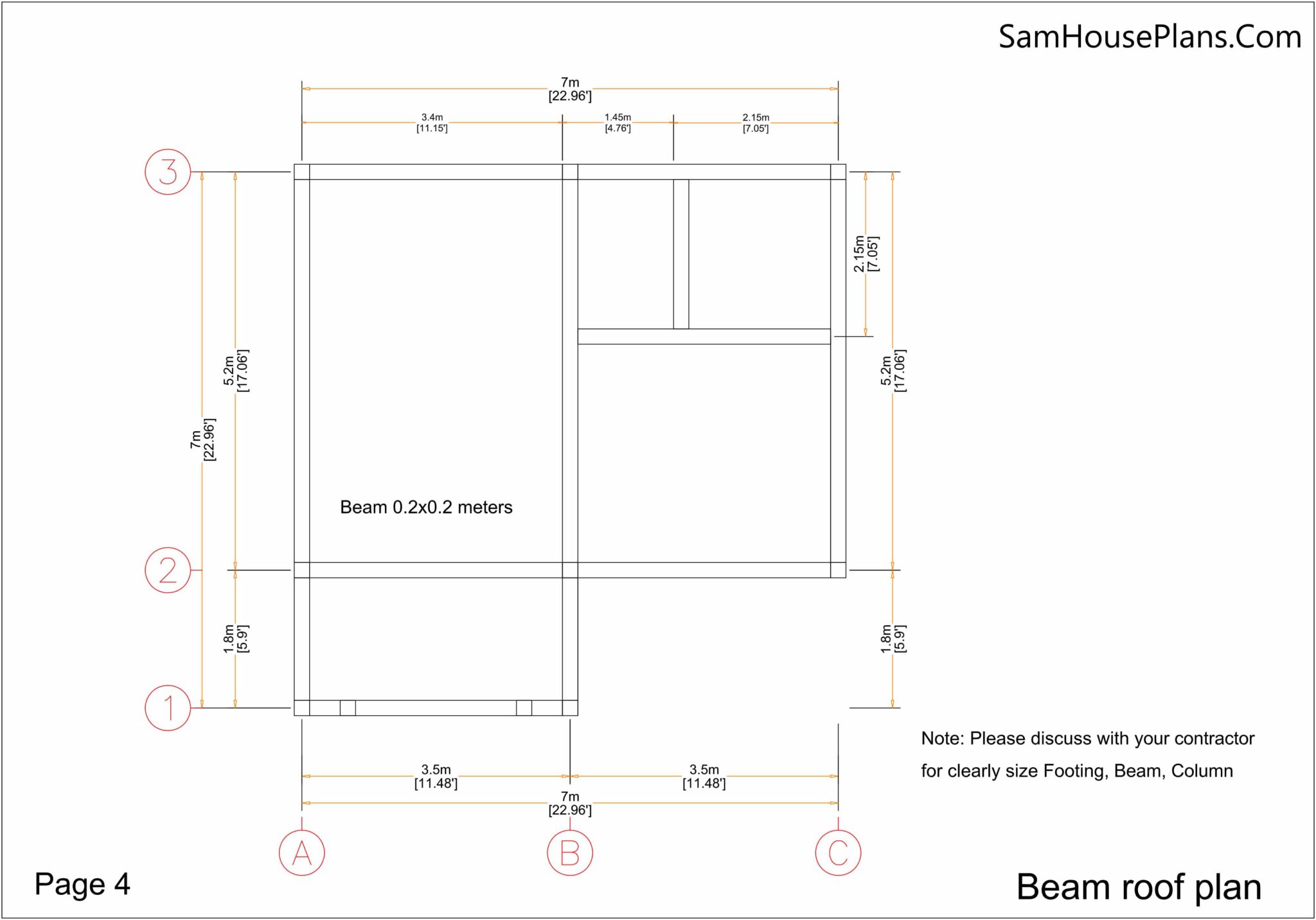 Small House Plan 7x7 with 1 Bedroom Flat Roof - Small House Design Plan