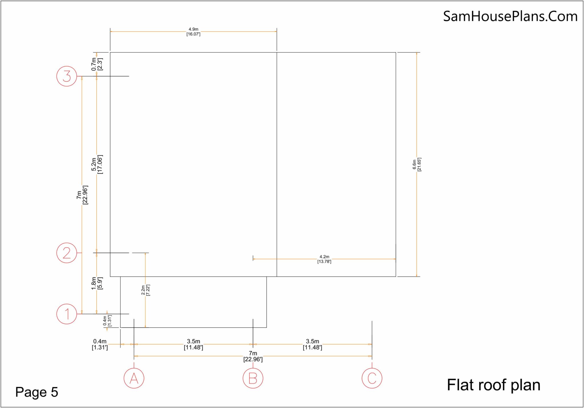 Small House Plan 7x7 with 1 Bedroom Flat Roof - Small House Design Plan