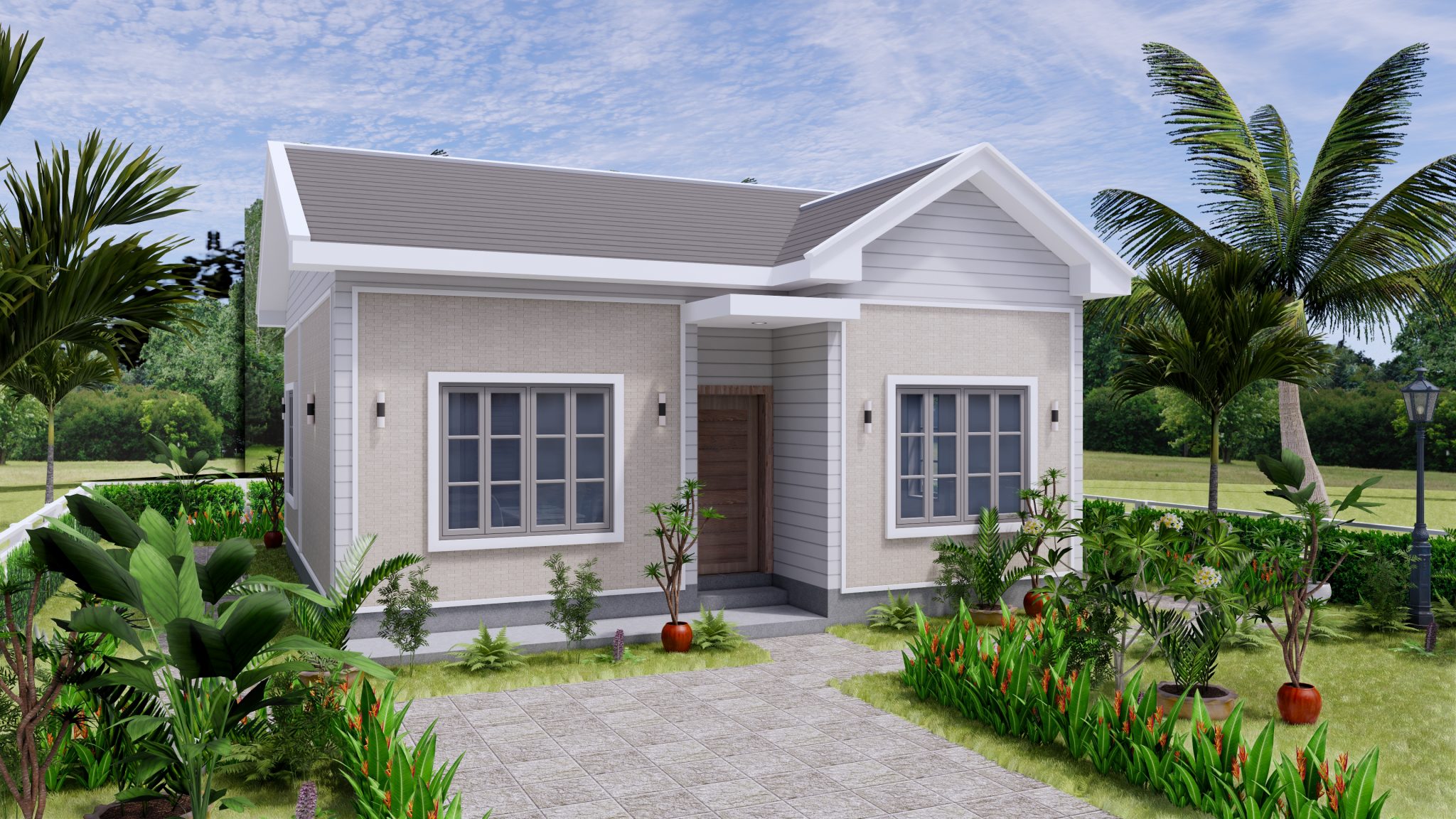 Small House Design 27x30 with 2 Beds Gable Roof - Small House Design Plan