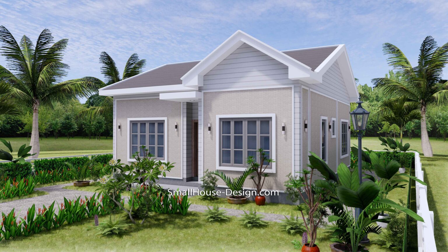 Small House Design 27x30 with 2 Beds Gable Roof - Small House Design Plan