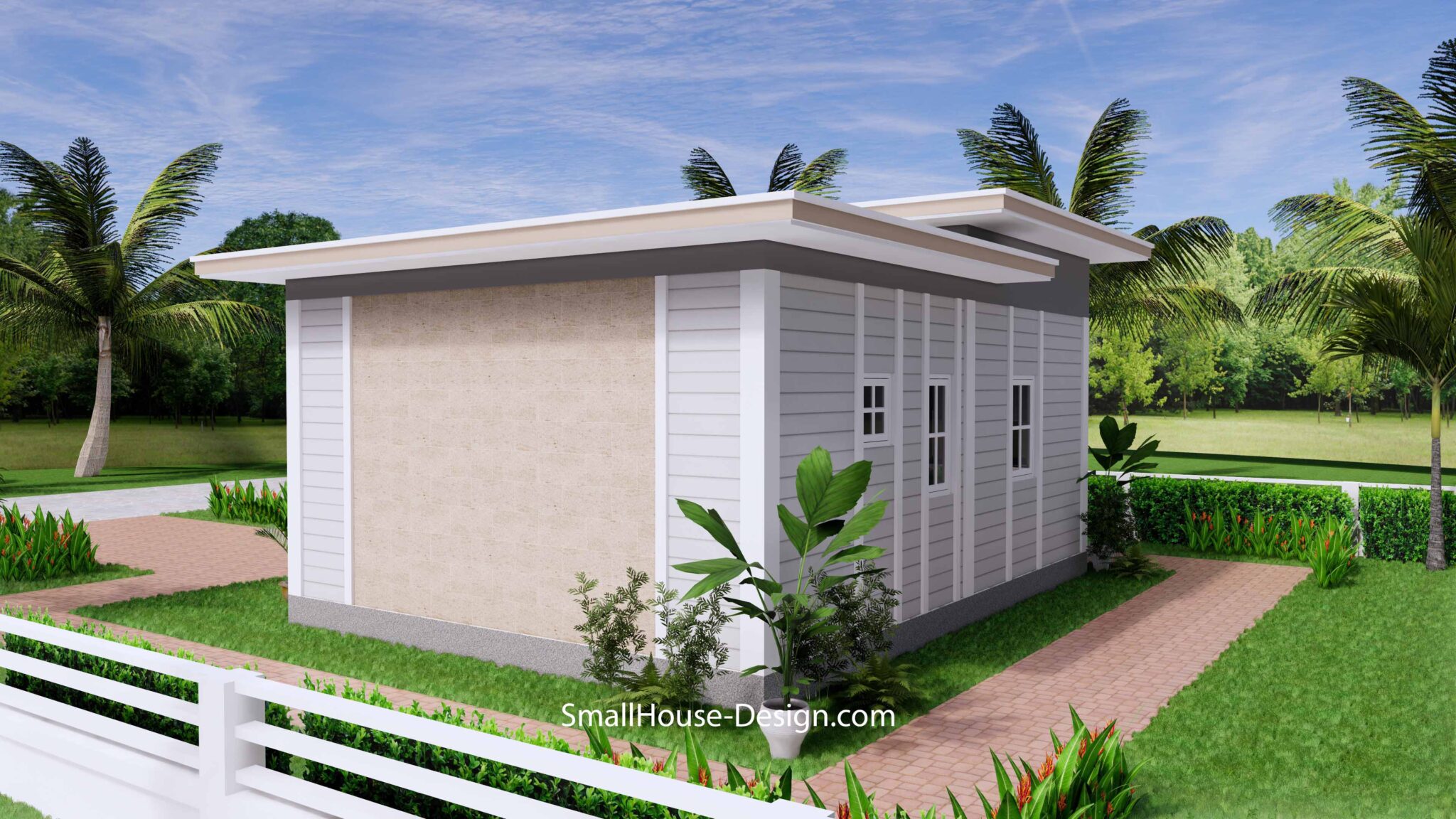 Small House Plan 7x7 with 1 Bedroom Flat Roof - Small House Design Plan