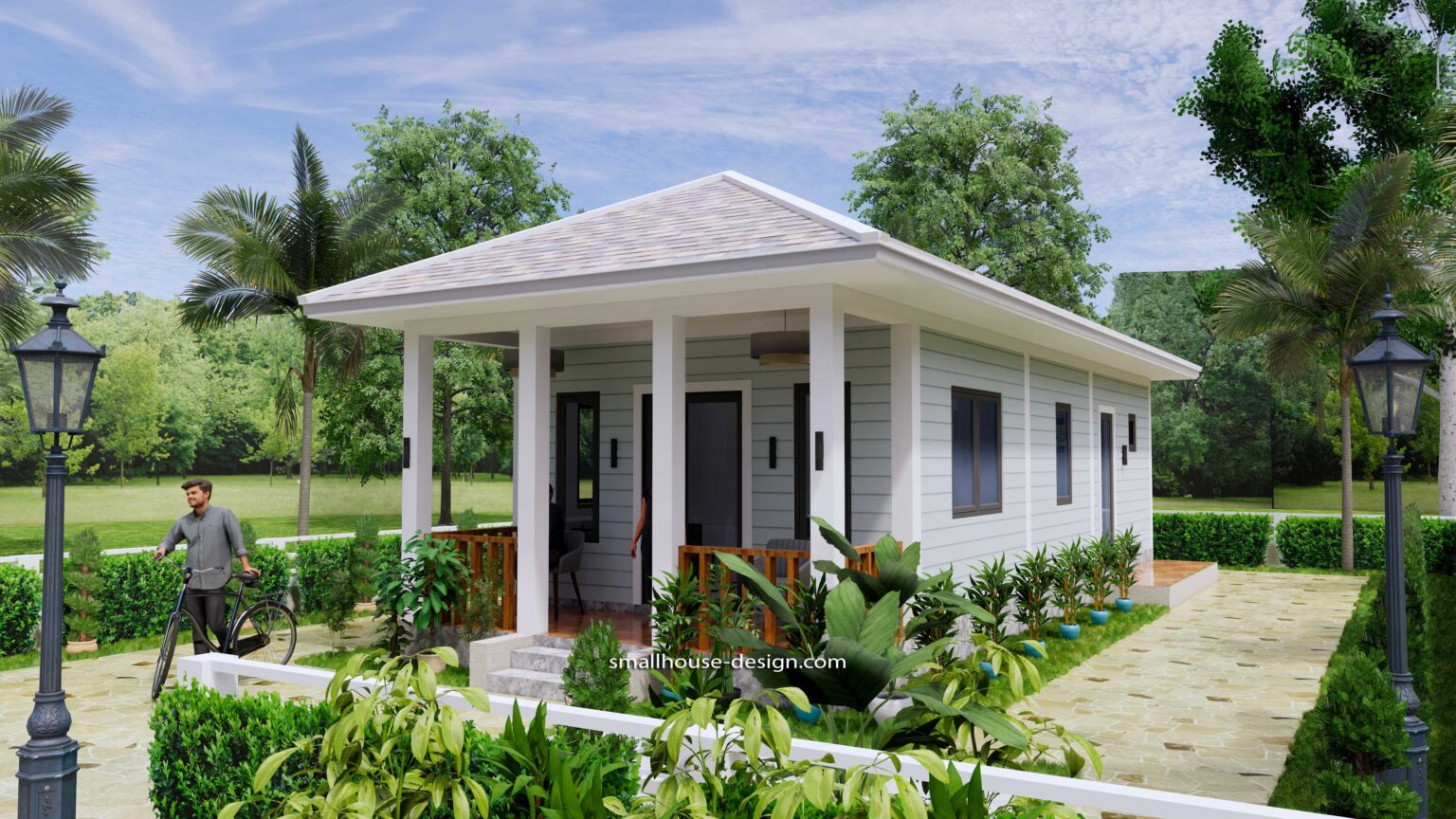 Small House Design 4.5x12 Meters 2 Beds Hip Roof - Small House Design Plan