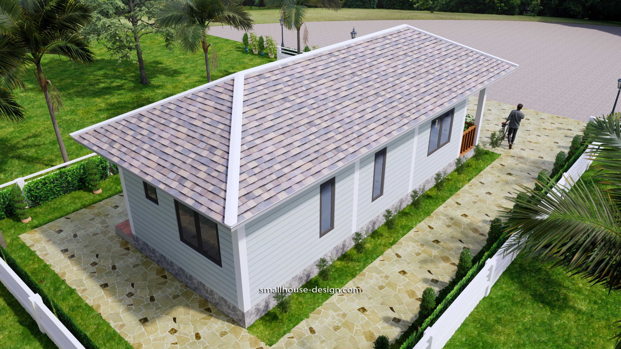 Small House Design 4.5x12 Meters 2 Beds Hip Roof - Small House Design Plan