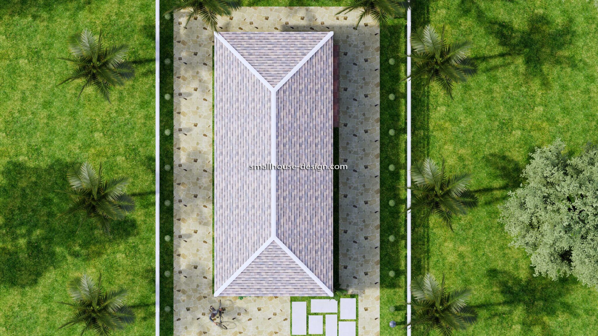 Small House Design 4.5x12 Meters 2 Beds Hip Roof - Small House Design Plan
