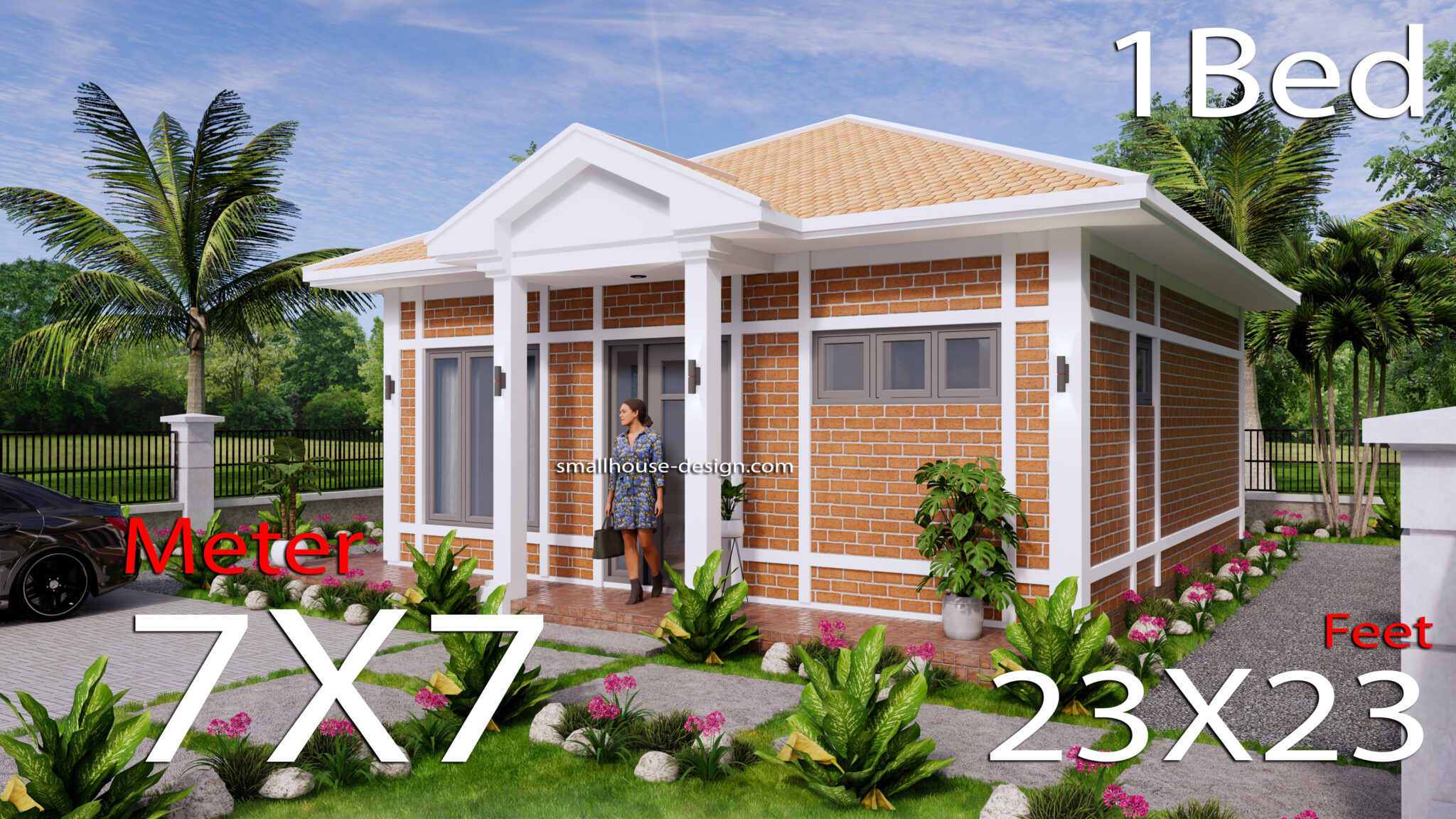 7x7 Small House Plans with One Beds Full Layout - Small House Design Plan