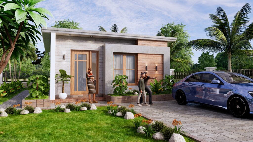 Small House Design 6x8 with 2 Beds 48 sqm 3d - Small House Design Plan