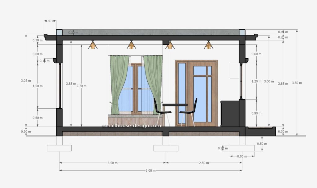 6x8 Small House Design with 2 Beds 48 sqm 3d - Small House Design Plan