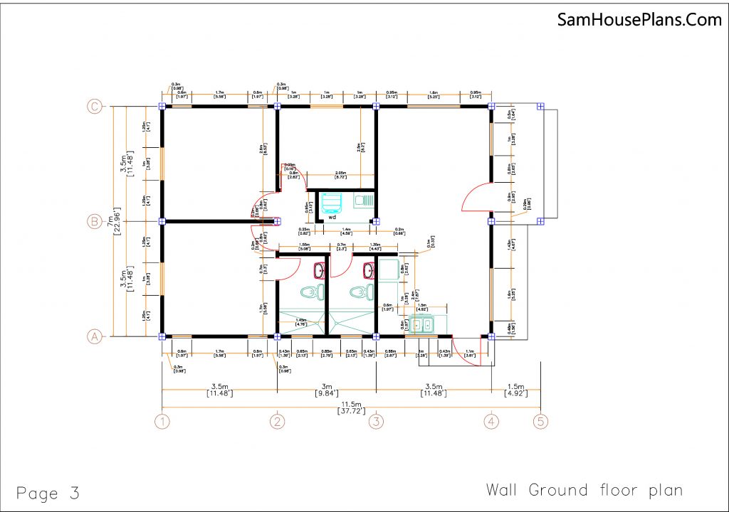 Small Home Plan 7x10 Meter 23x33 Feet Full Plan - Small House Design Plan