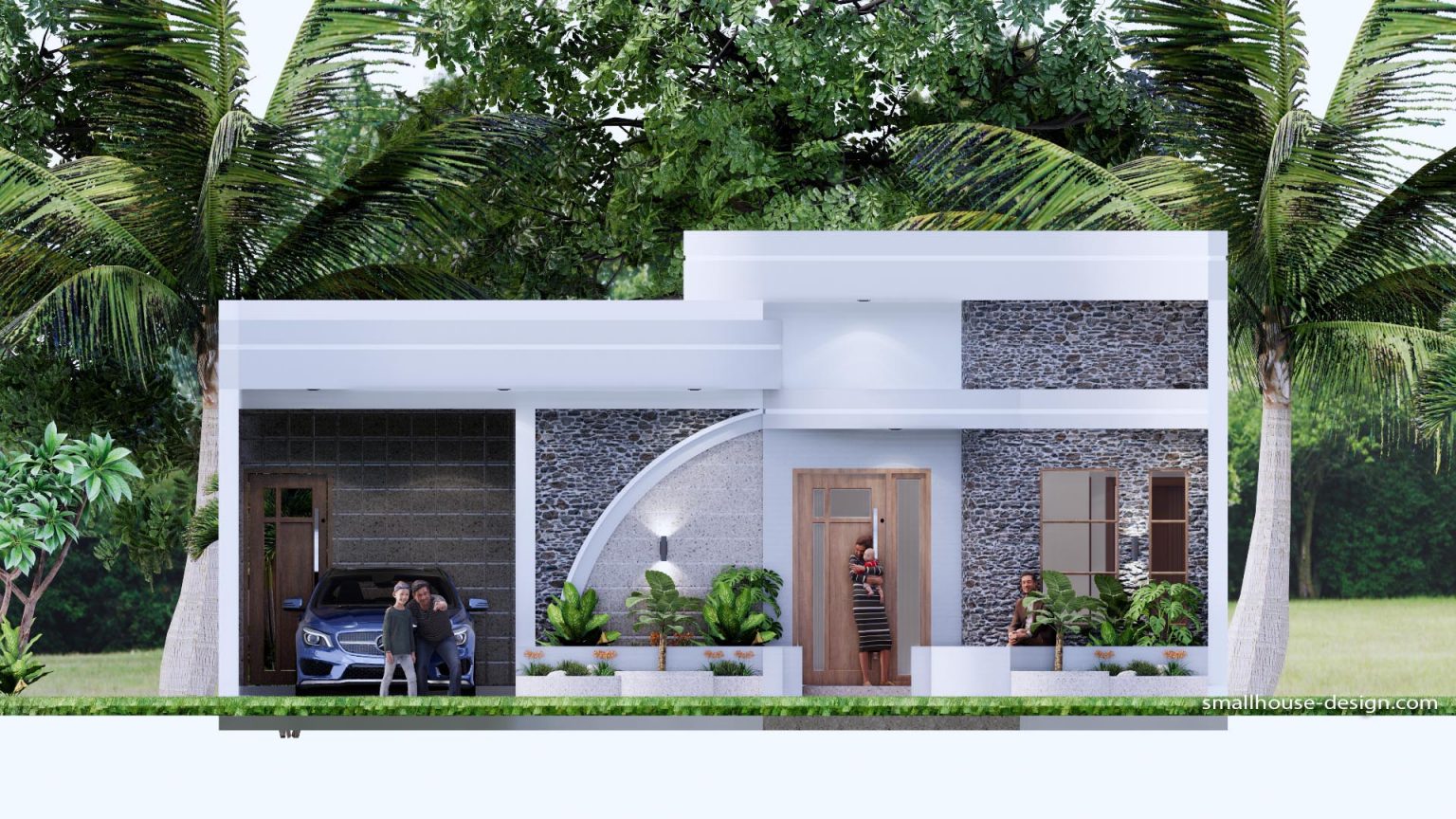 House Plans Plot 10x20 Meter with Swimming Pool - Small House Design Plan