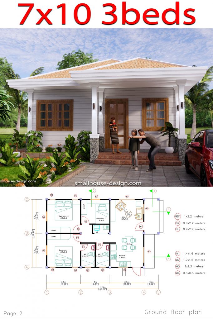 Small Home Plan 7x10 Meter 23x33 Feet Full Plan - Small House Design Plan