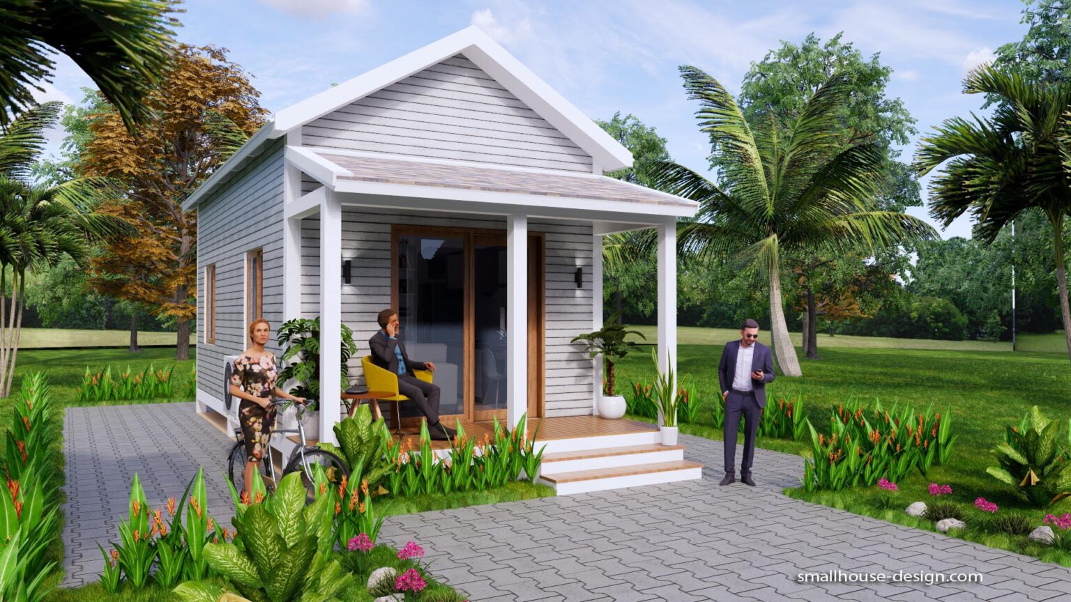 13x23 Loft House Plan 4x7 Meter 2 Beds 1 Bath Gable Roof Free House ...