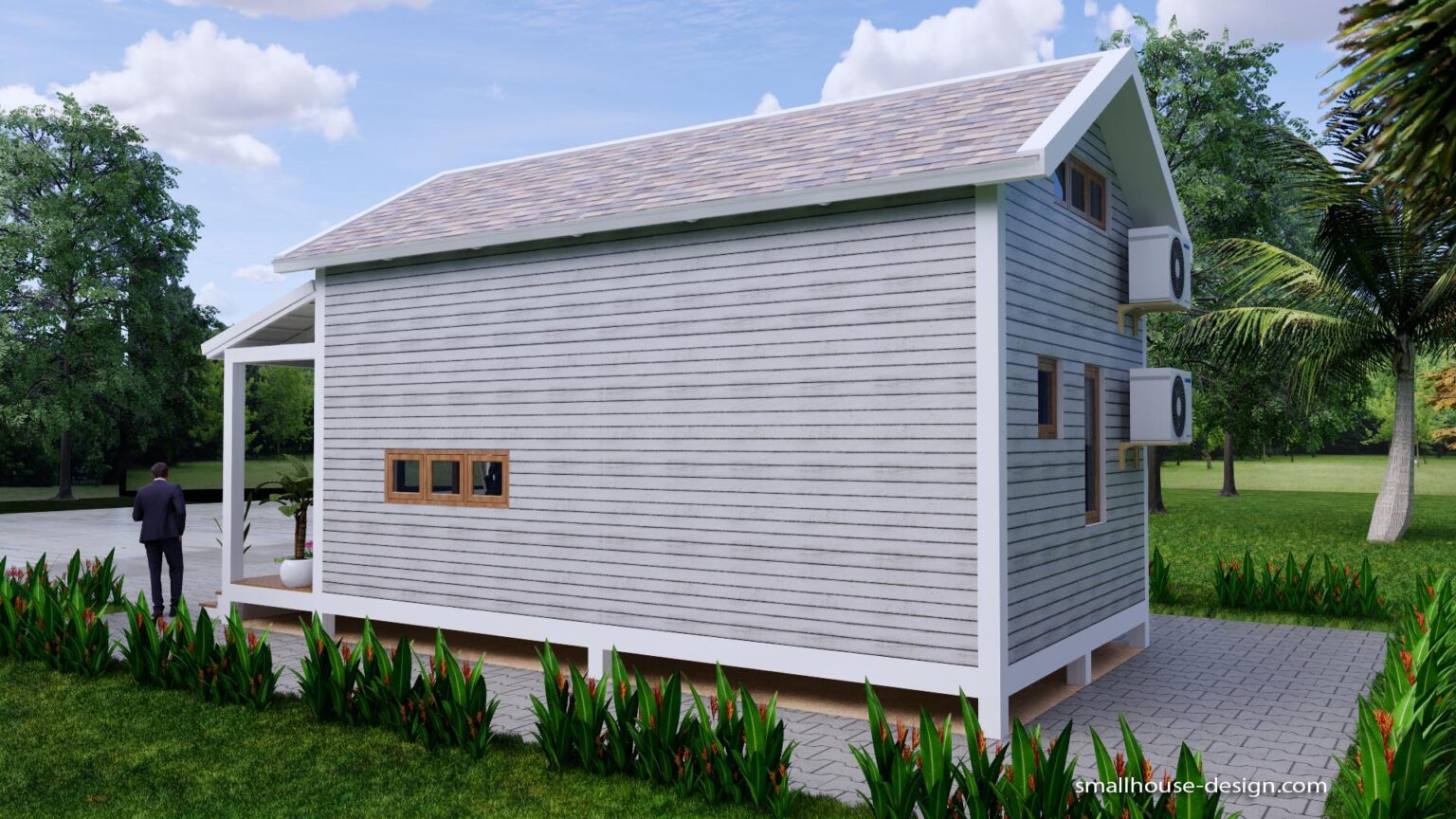 13x23 Loft House Plan 4x7 Meter 2 Beds 1 Bath Gable Roof Free House ...