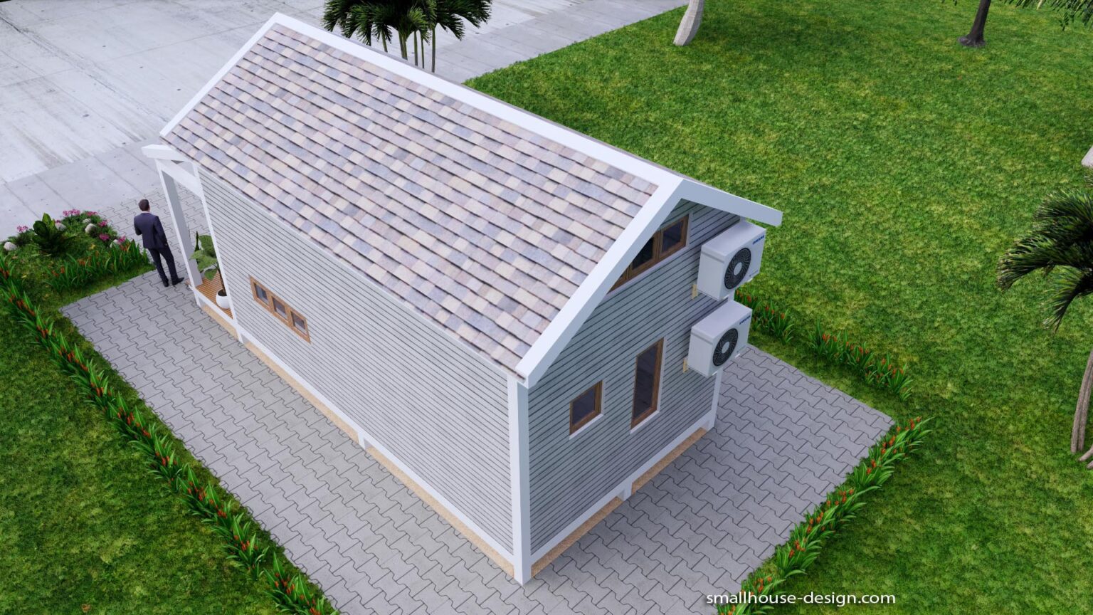 13x23 Loft House Plan 4x7 Meter 2 Beds 1 Bath Gable Roof Free House ...